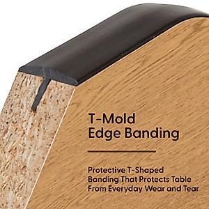 Factory Direct Partners FDP Rectangle Activity School and Kids Classroom Table (24 x 48 inch), Toddler Legs, Adjustable Height 15-24 inches - Oak Top and Black Edge