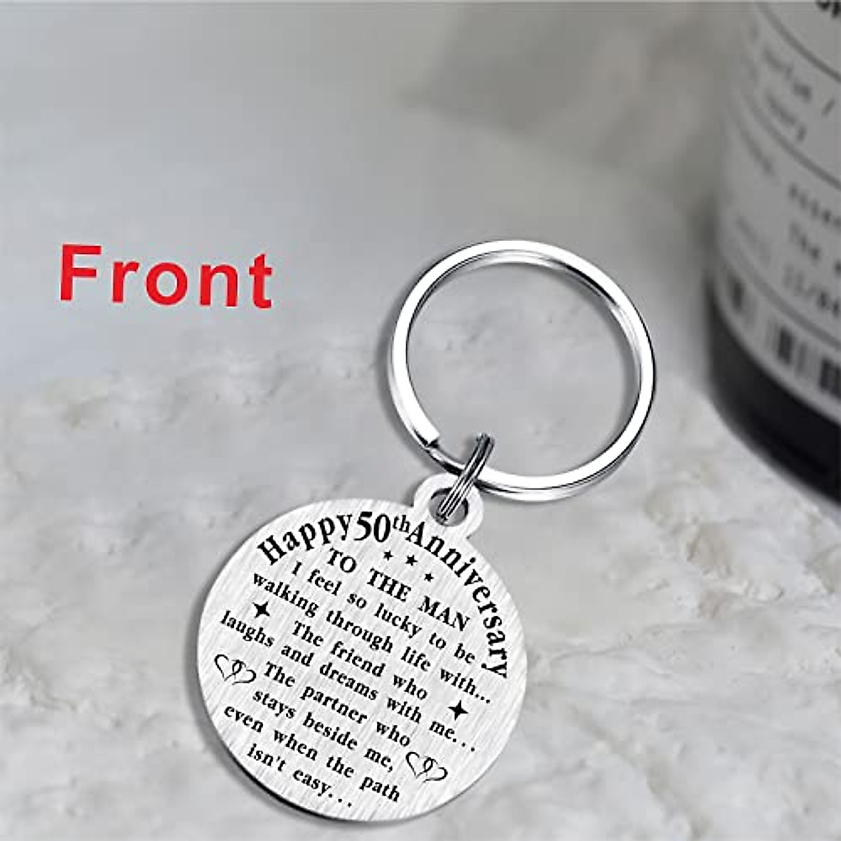 50th Wedding Anniversary Keychain Gifts, Best Husband Since 1973, 50 Year Anniversary Decoration for Him Men