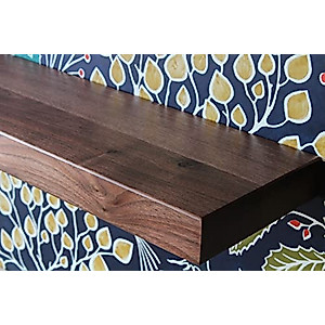 Urban Legacy Accent Floating Shelves | Black Walnut Modern Hardwood with Floating Brackets | Set of 2 (24" W x 7" D)