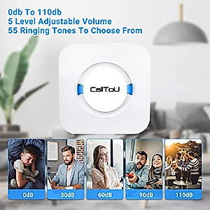 CallToU Wireless Caregiver Pager Elderly Alert Call Button for Seniors Patient Call Bell Intercom System 3 Plugin Receivers 3 Waterproof Transmitters