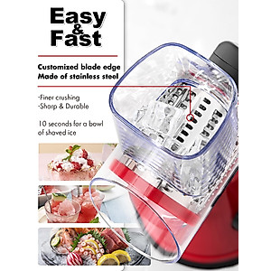 GDL Shaved Ice Machine Manual, Ice Shaver and Snow Cone Machine Hand Crank, Household Shaved Ice Maker, Portable Ice Crusher for Home Use with Stainless Steel Blade