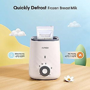 iSiMEE Bottle Warmer, 5 Mins Fast Baby Milk Warmer for Breastmilk Formula with Accurate Temperature Control, Baby Food Warmer with Keep Warm, Defrost, Steaming Function for Baby Food Pouches Jars