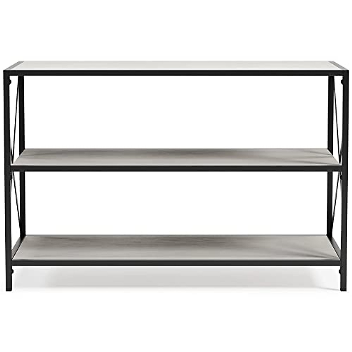 Signature Design by Ashley Bayflynn Modern Industrial 2 Shelf Bookcase, White & Black