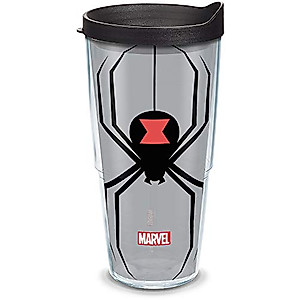 Tervis Marvel - Black Widow Made in USA Double Walled Insulated Tumbler Travel Cup Keeps Drinks Cold & Hot, 24oz, Clear