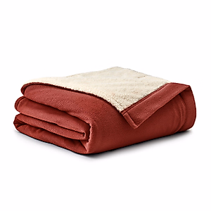 Eddie Bauer - Full Heated Blanket, Soft Fleece Electric Blanket with Sherpa Reverse, Warm Bedding with Low-Voltage Technology (Redwood, Full)