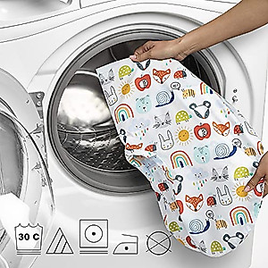 Boppy Nursing Pillow Cover Colorful Animals and Rainbows Cotton Blend Fabric Fits Boppy Bare Naked Original and Luxe Breastfeeding Pillow Awake Time Only