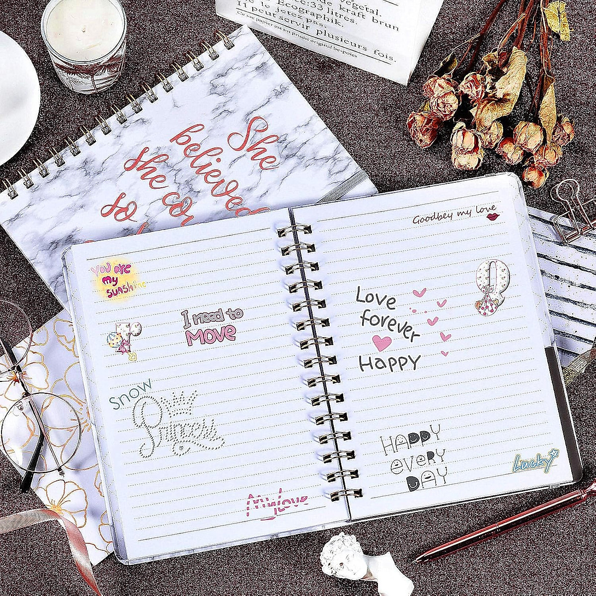 Ruled Notebook/Journal - Lined Journal with Premium Thick Paper, 8.5" X 6.4", College Ruled Spiral Notebook/Journal, Banded with Waterproof Hardcover, Exquisite Inner Pocket for School, Office & Home