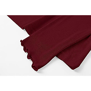 Turtleneck Long Sleeve for Women Work Lettuce Trim Y2k Clothing Under Scrub Shirts Red Small