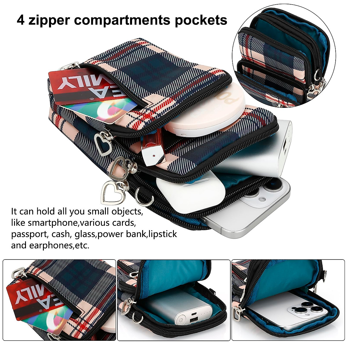 DOB SECHS Crossbody Wallet,Crossbody Bags for Women,phone purse,Shoulder Strap Wallet Pouch, for Women Mini Crossbody Sports Cell Phone Purse-Black