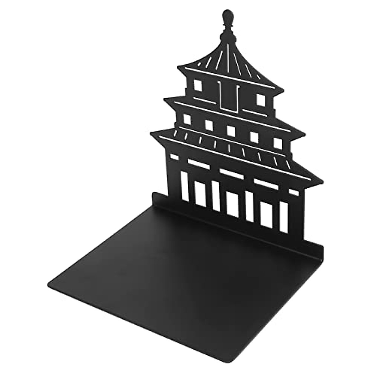 Cyrank Book Ends 4pcs, Black Hollowed Architecture Pattern Iron Bookends for Shelves Book End Book Ends to Hold Books for Desk Library Office(Palace)