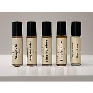 Simplystication - Perfume Oil Inspired by Bloom, Si, J'Adore, Libre and Black Opium - With Organic Liquid Coconut oil - Set of 5x 10ml, Roll-On - European Sourced