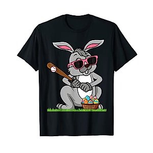 Toddler Boys Easter Bunny Rabbit Baseball Pitcher Kids Teens T-Shirt