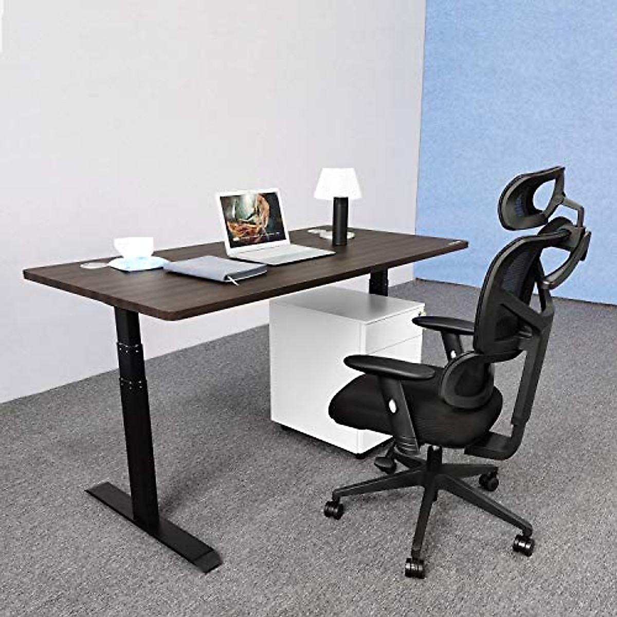 VWINDESK Wooden Material 80 inch MDF Desktop or Tabletop Only, Matching with Electric Adjustable Standing Desk Frame,with 80mm gromment Holes,Graphite Color(80" x 30" x 1")