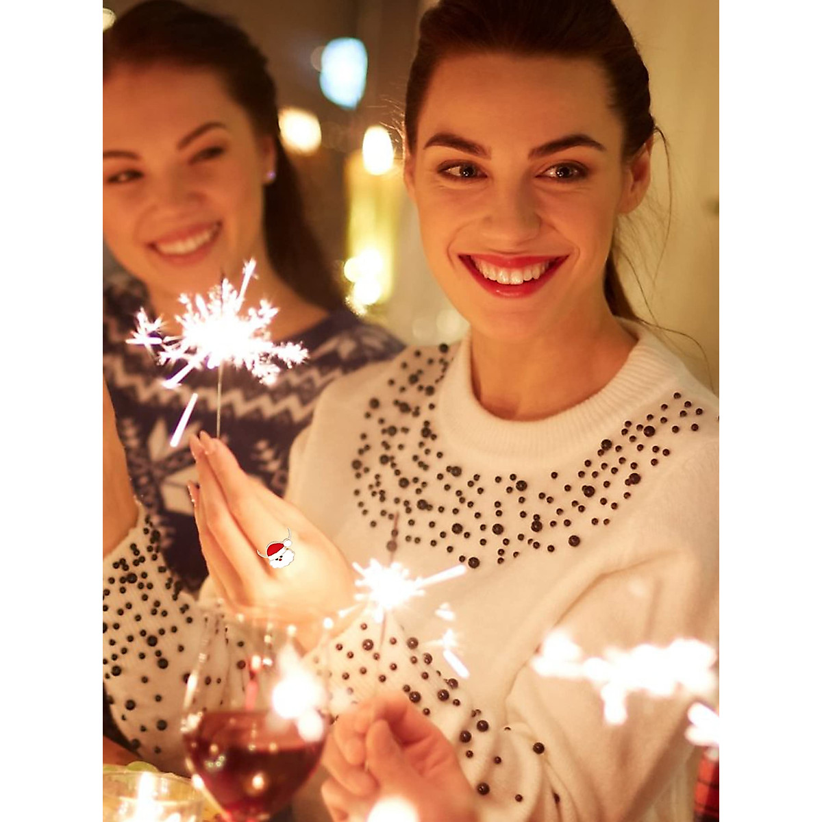 Frodete 9 Pcs Christmas Rings for Women,Rhinestone Christmas Ring Set Gold Santa Claus Bow Snowflake Reindeer Rings for Girls