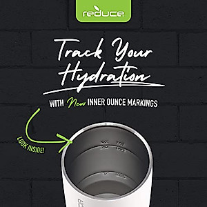 REDUCE Cold1 24 oz Tumbler with Lid and Straw - Dual-Wall Vacuum Insulated Stainless Steel Tumbler - Keeps Drinks Cold up to 24 Hours - Inner Ounce Markings to Track Hydration - OG Pink Cotton