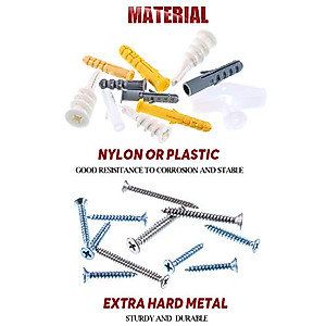 Hilitchi 212-Pcs [11-Sizes] Plastic Drywall and Hollow-Wall Anchor with Screws Assortment Kit, Wall Anchor Hooks Toggle Set