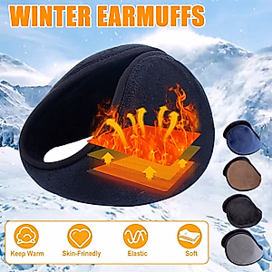 Winter Earmuffs for Men Women, Unisex Fleece Ear Warmer Ear Cover Behind the Head Earmuffs Wrap for Outdoor Sport