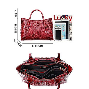 PIJUSHI Women Handbags Crocodile Purse Designer Top Handle Satchel Handbags For Women (5002A, Red)