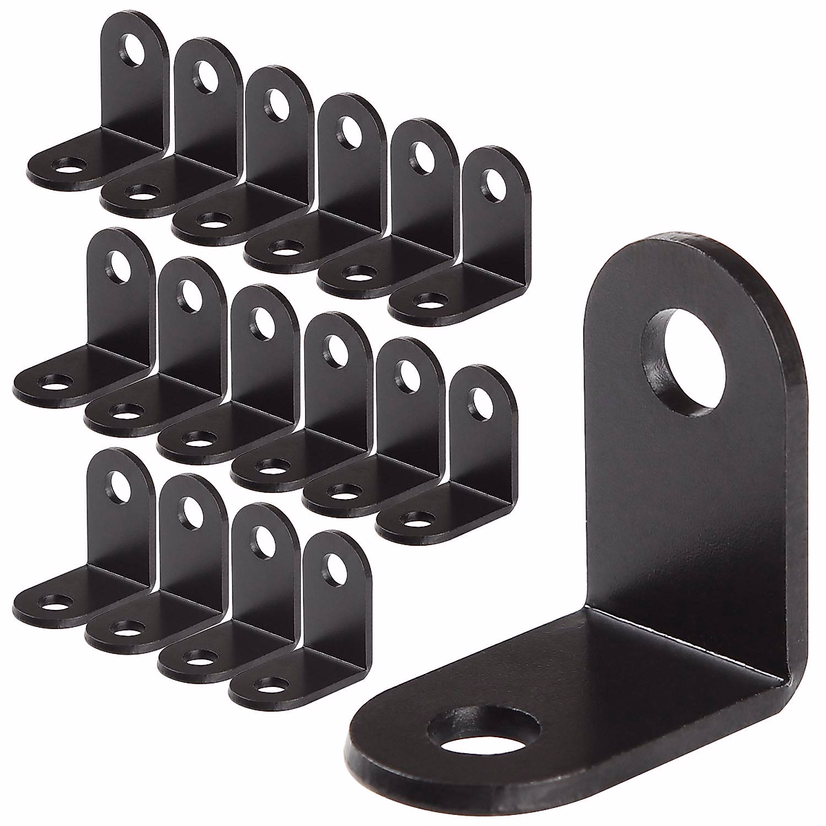 50 PCS Black L Bracket, 26mmx26mmx16mm Small Metal Corner Brace Joint Fastener, 90 Degree Angle L Shaped Shelf Bracket for Wood, Shelves, Furniture, Cabinet and More