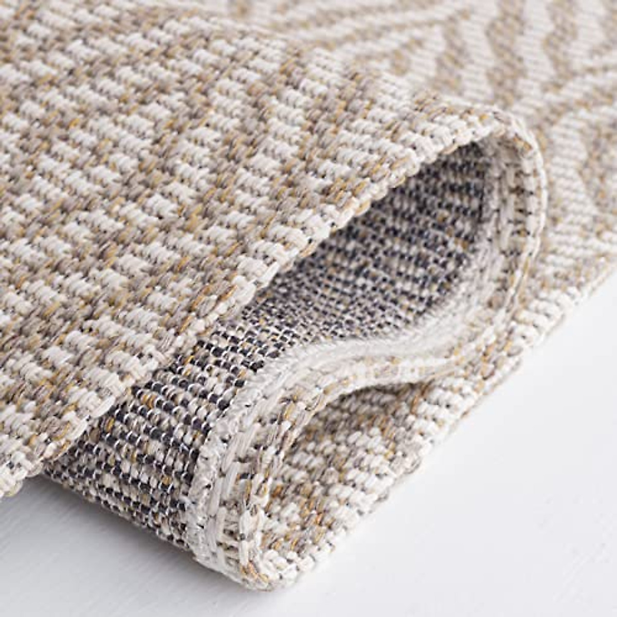 MARTHA STEWART x SAFAVIEH 5' x 7' Taupe/Cream MSR484E Contemporary Geometric Cotton Area Rug