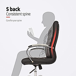 CangLong High Back Wheels Ergonomic Executive Adjustable Waterfall Seat Padded Arms Swivel Computer Office Chairs, Black