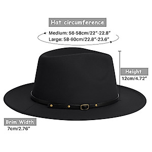 Wide Brim Fedora Hats for Women Dress Hats for Men Two Tone Felt Panama Hat Black