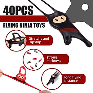 Shindel 40PCS Stretchy Flying Ninjas, Funny Elastic Slingshot Ninja Toys for Boys Girls Great Birthday Gifts Party Favors Classroom Exchange Gift for 8-12