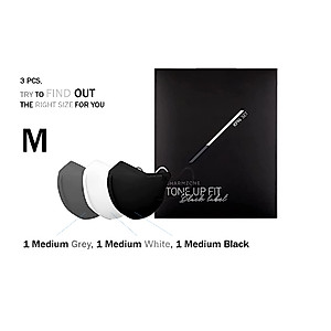 CHARMZONE Tone Up Fit Black Label KF94 Premium Protective Mask 4PLY 3EA, White + Black+Gray, Made in Korea (Medium, Trial Pack (3ea))
