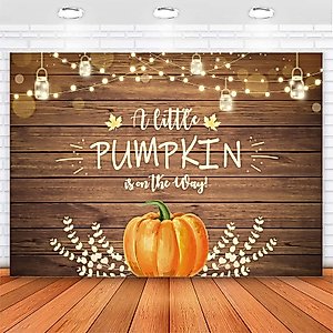 Avezano Little Pumpkin Baby Shower Backdrop Orange Pumpkin Patch Baby Shower Background Autumn Fall Rustic Boy Girl Sprinkle Baby Shower Backdrops Decorations 7x5ft