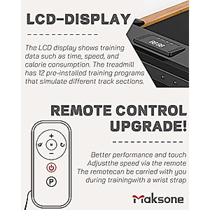 Maksone Under Desk Treadmill, Wood Electric Treadmill with Remote Control, Walking Jogging Machine, Installation-Free