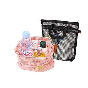 Mesh Travel Shower Caddy Tote Bag for Gym, Swim, Dorms, Bathrooms | 10"x10"x 2.5" | Pink