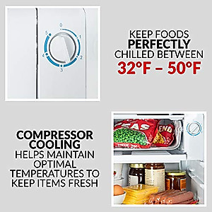 Nostalgia Coca-Cola CRF32CK 3.2 Cu. Ft. Refrigerator With Freezer Adjustable Temperature Cools as low as 32 Degrees, Bottle Opener, Ice Cube Tray, Scraper Included, Red