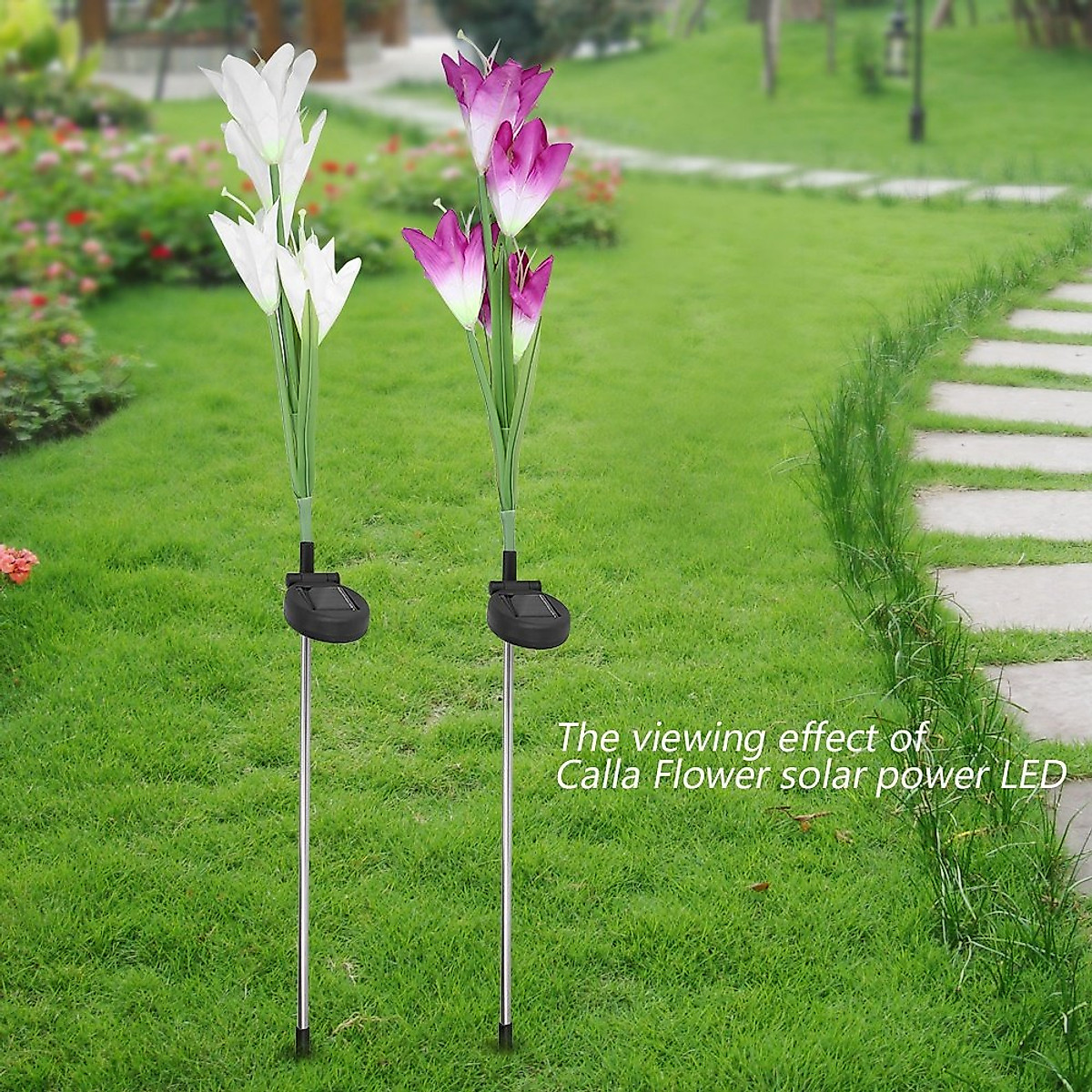 2 solar LED 4 heads calla flower night light, suitable for home garden lawn decoration