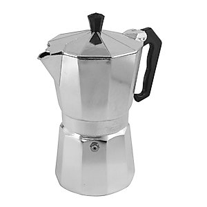 Wee's Beyond 7526-06 Brew-Fresh Aluminum Espresso Maker, 6 Cup, Silver