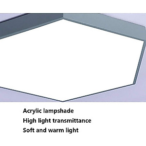 OJRGG LED Ceiling Lamp Metal Hexagon Flush Mount Ceiling Light Three-Color Dimming Ceiling Light Fixture for Living Room Bedroom Dining Room Kitchen Hallway Entry Foyer Pendant Lamp(40cm)