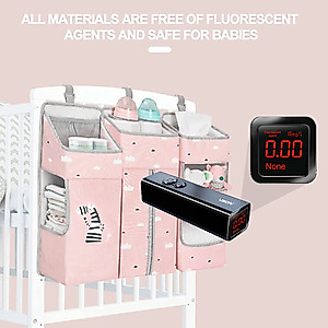 TOCKONIMN Hanging Diaper Caddy Organizer for Baby Crib - 3-in-1 Diaper Stacker for Changing Table Nursery Organization Storage Holder for Baby Essentials Attachment Portable Combining Clothing