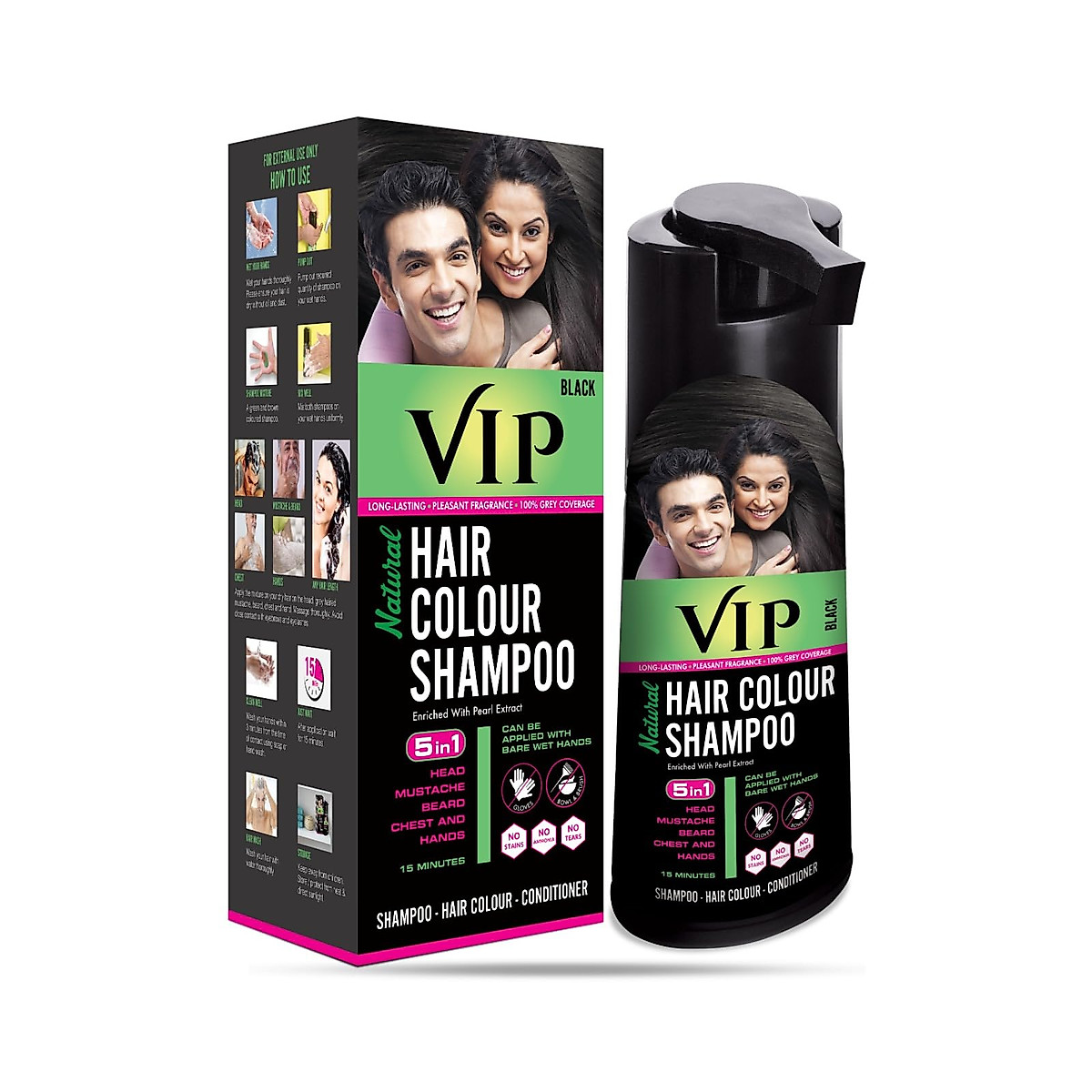 VIP 3 in 1 Hair Color Shampoo (180 ml / 6.08 fl oz)