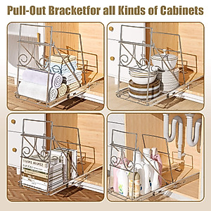 facertuey Pull Out Trash Can Under Cabinet,Cabinet Trash Can Roll-Out Sliding Rack,Adjustable Slide Out Shelf for Waste Can Under Kitchen Sink,Trash Can Not Included