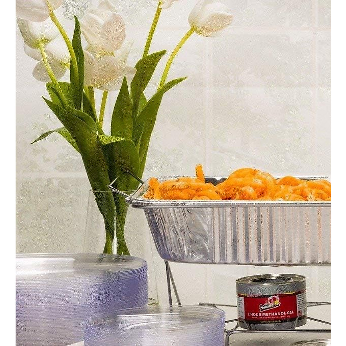 Full Size 39-Pcs Disposable Chafing Buffet Set with 6hr Fuel Cans, Covers, Serving Utensils - Premium Chafing Dish Set for Catering, Events, and Parties - Complete Food Warmer Party Serving Kit