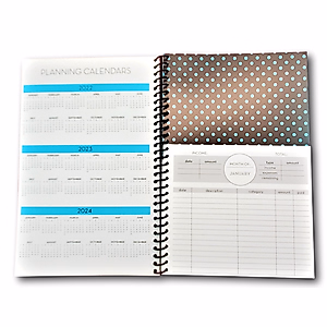 Dolgencorp Home Finance & Bill Organizer with Pockets (Dark Blue Scallops), 7 inches X 10 inches