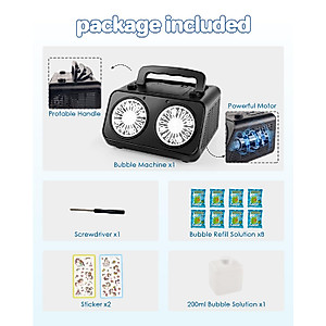 Upgraded Bubble Machine with 2 Speed Levels,Blow 20000+ Bubbles/Minute,Portable Automatic Bubble Machine for Kids Toddlers,Durable Bubble Maker Outdoor Toys Gifts for Birthday,Wedding,Party,Christmas