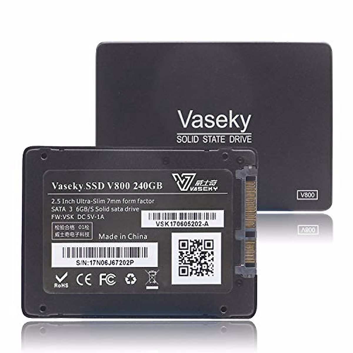 ECOiNVA Vaseky SATA MLC SSD Hard Drive Disk 120G 240G 350G 480G 2.5 Inch Laptop Desktop Computer Solid State Drive Noiseless Hotless Shockproof (240G)