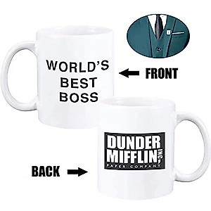 Deoqash Worlds Best Boss Mug, The Office- Best Boss Ever Mug Dunder Mifflin Ceramic Mug 11 oz, Gift for Boss Coworkers or Friends