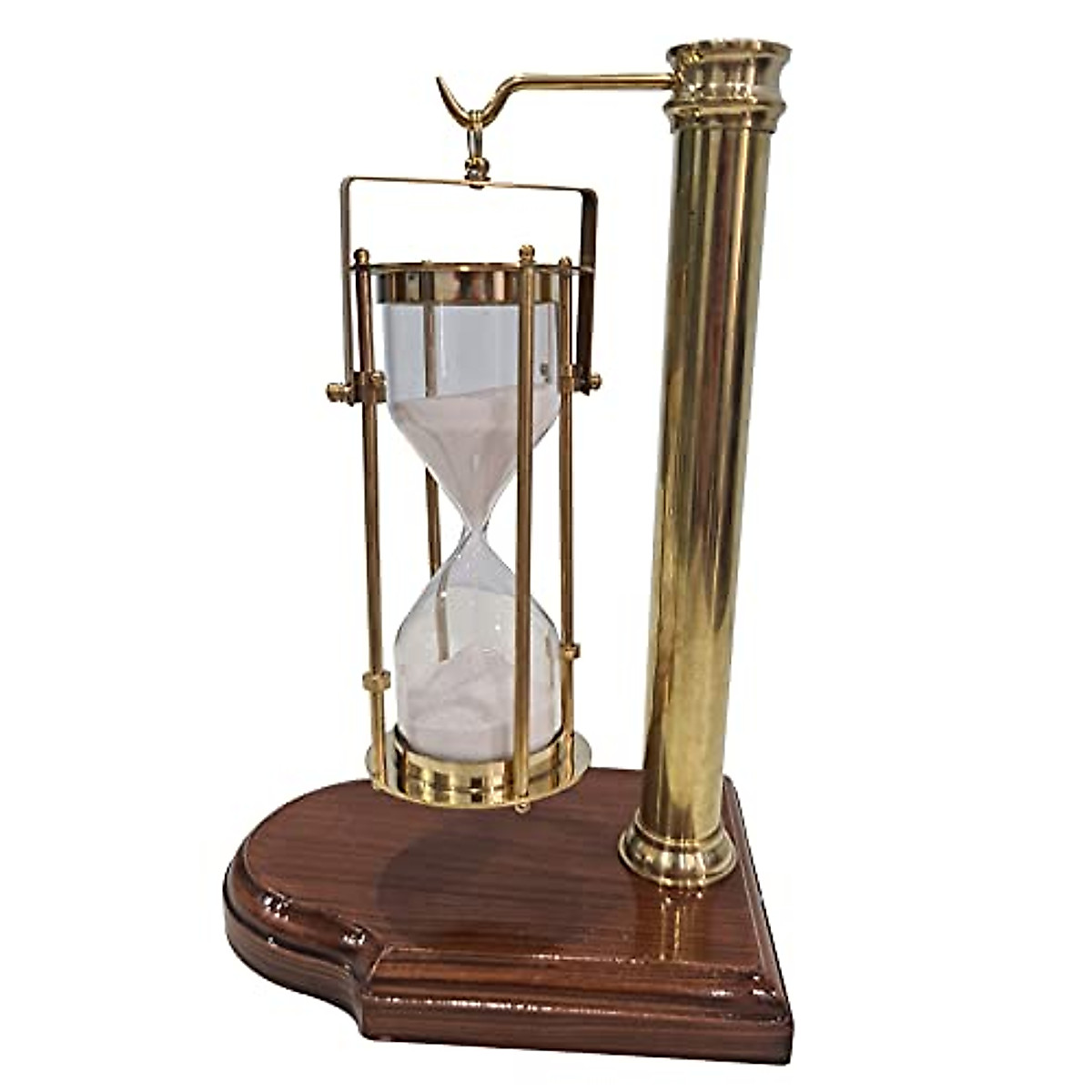 Vintage Hanging Sand Timer with Wooden Stand Nautical Hourglass Desktop Accessory Old Sand Clock Table Decor Antique Nautical Home Decor