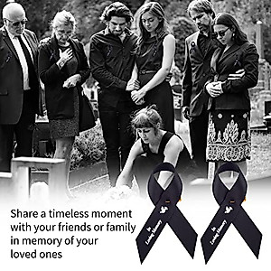 50 Pieces Funeral Ribbons Black Memorial Ribbons Pins Awareness Ribbons in Loving Memory Funeral Gift Respect Meditation Mourning Ribbons for Funeral Mourning Remembrance Day