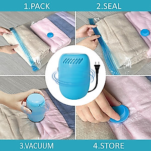 Vacuum Storage Bags with Electric Pump, 10 Jumbo Space Saver Bags Vacuum Seal Bags with Pump, Space Bags, Vacuum Sealer Bags for Clothes, Comforters, Blankets, Bedding