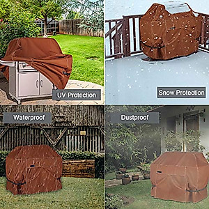 NettyPro BBQ Grill Cover 56 Inch Outdoor Patio 600D Heavy Duty Waterproof 2-3 Burner Barbecue Cover for Weber, Char-Broil, Brinkmann, Nexgrill Grills and More, Brown