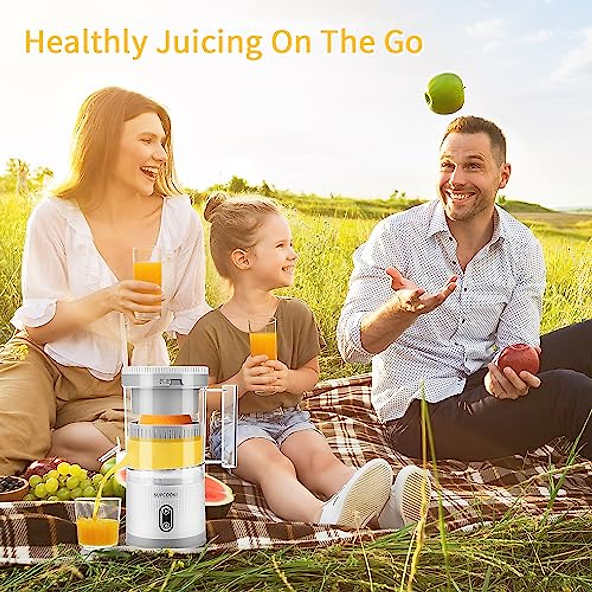 Electric Citrus Juicer - USB Rechargeable Juicer with Cleaning Brush, Orange Lime Lemon Grapefruit Juicer Squeezer, Easy to Clean Portable Juicer Machine