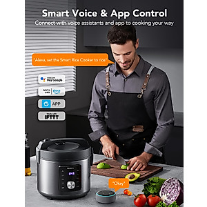 GoveeLife Smart Rice Cooker, 6-in-1 Multi-Cooker, Slow Cooker, Yogurt Maker, Saute Pan, Steamer, Food Warmer, 1000W, 10-Cup Uncooked 5.2 Quart, Includes App with 33 Recipes