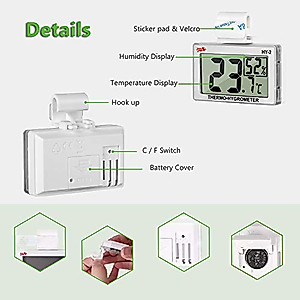 Reptile Thermometer Hygrometer LCD Digital Humidity Gauge, Worked with Reptile Heat Pad to Monitor Temperature & Humidity in Reptile Terrarium, Perfect for Turtle/Snake/Lizard/Frog/Spider/Plant Box